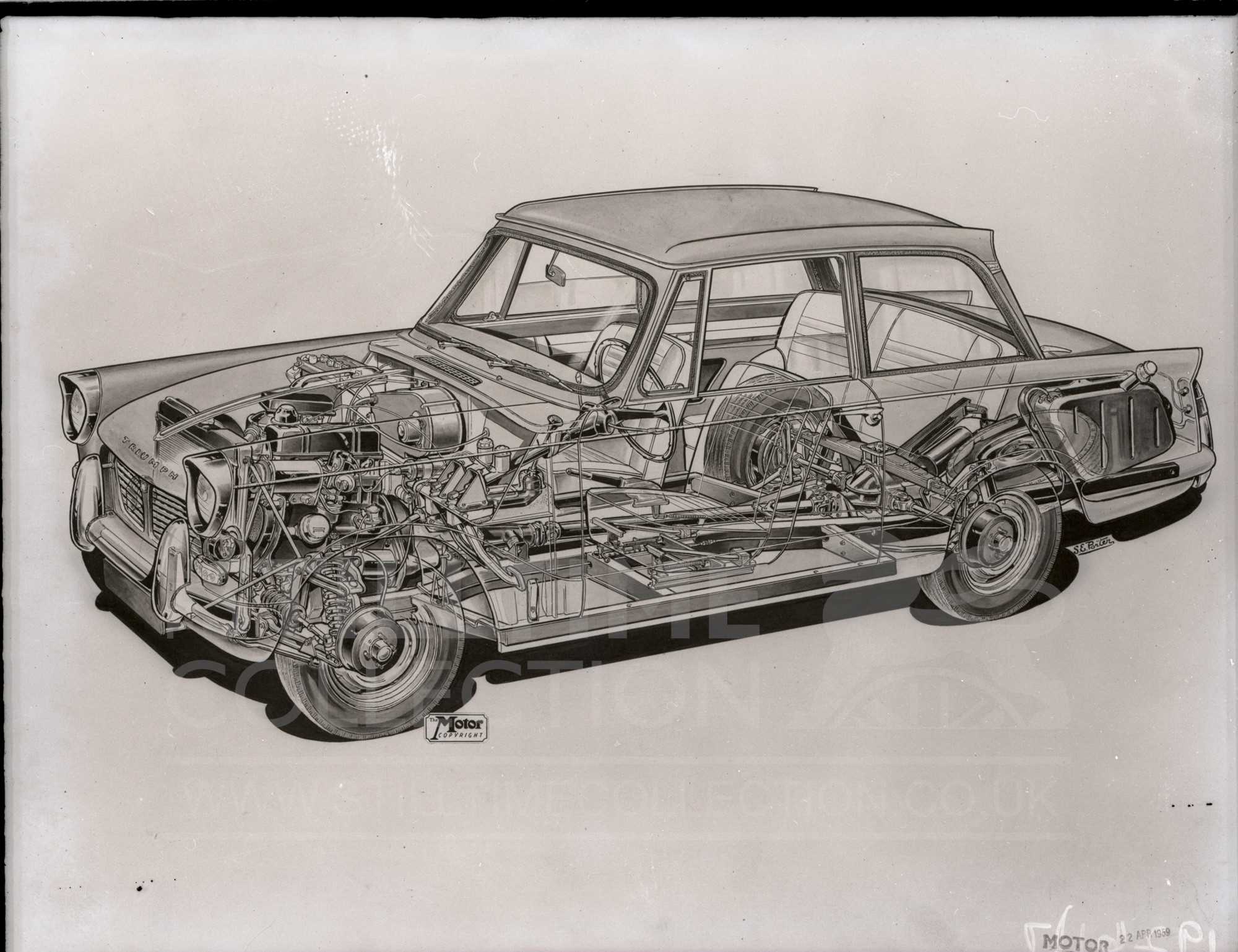 cut away drawing triumph herald | The Stilltime Collection